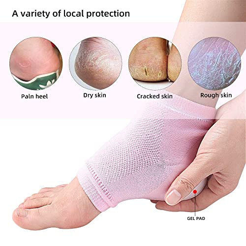 5 Pairs Moisturizing Socks, Foot Heel Socks, Open Toe Socks, Ventilate Gel Spa Socks for Womens (One Size Fits Most, 5 Colors(Green+Pink+Beige+Black+Grey))