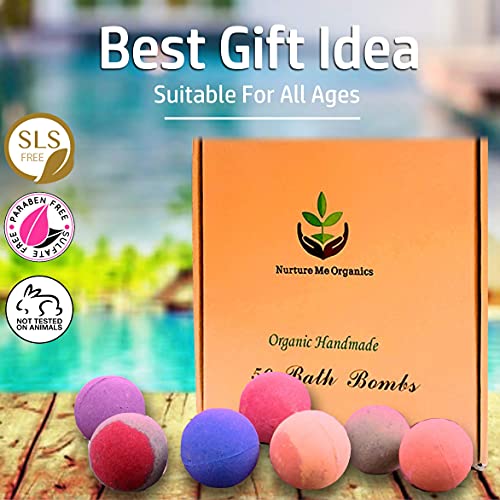 Bulk Bath Bombs Gift Set. Organic & Natural Spa Bath Bomb Set of 50. Individually Wrapped She Butter Bath Bombs Kit. Best Bath Bomb Women Men Teens Kids Sulfate Free Moisturizing Bath Balls Gift Set…