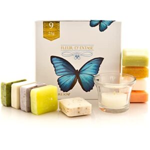 FLEUR D' EXTASE (Ecstacy Soap Gift Set With 9 x 25 Gram Bars Of Guest Soaps - All Natural (9 Soaps Gift Set)