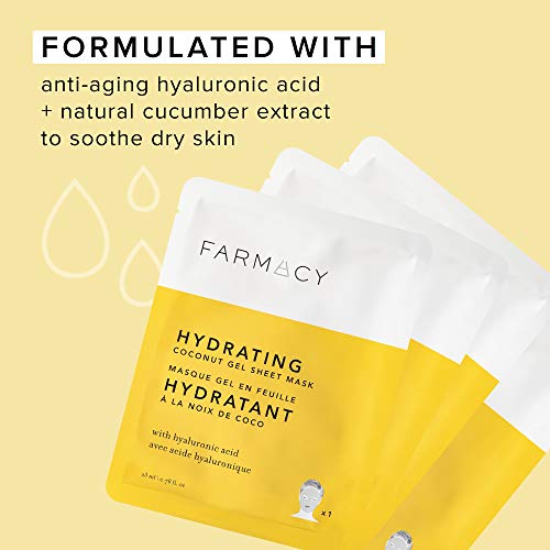 Farmacy Coconut Gel Sheet Masks - Moisturizing Skin Care Face Mask - 12 Pack