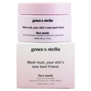 dead sea mud mask (120ml) – vegan detox dead sea mask – mud masks for face and body mask – mud face mask for oily acne, blackheads by grace and stella