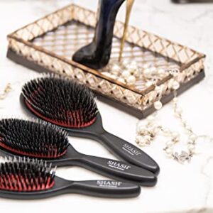 Since 1869 Hand Made In Germany - Nylon Boar Bristle Brush Suitable For Normal to Thick Hair - Gently Detangles, No Pulling or Split Ends - Softens and Improves Hair Texture, Stimulates Scalp (Small)