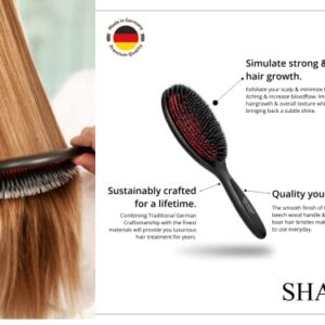 Since 1869 Hand Made In Germany - Nylon Boar Bristle Brush Suitable For Normal to Thick Hair - Gently Detangles, No Pulling or Split Ends - Softens and Improves Hair Texture, Stimulates Scalp (Small)