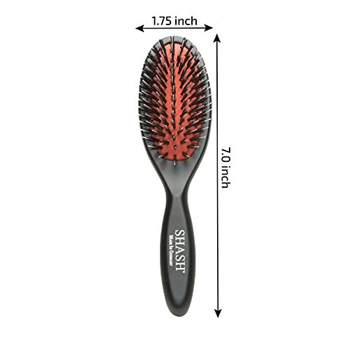 Since 1869 Hand Made In Germany - Nylon Boar Bristle Brush Suitable For Normal to Thick Hair - Gently Detangles, No Pulling or Split Ends - Softens and Improves Hair Texture, Stimulates Scalp (Small)