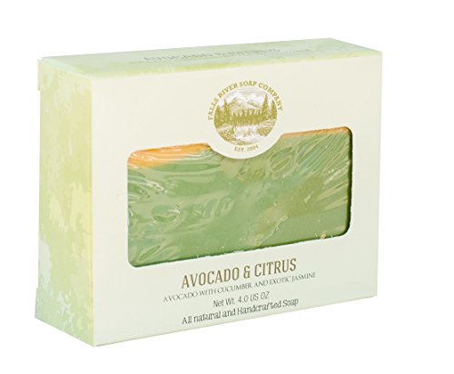 FALLS RIVER SOAP COMPANY Avocado Soap (4Oz) - Handmade Soap Bar with Jasmine Essential Oils and fresh Avocado slurry - Organic and All-Natural