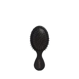 lunata detangle me wet / dry hair brush | detangling brush for all hair types | dry & wet travel brush | hair brushes for women, mini black