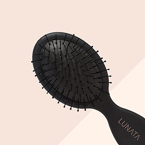 Lunata Detangle Me Wet / Dry Hair Brush | Detangling Brush for All Hair Types | Dry & Wet Travel Brush | Hair Brushes for Women, Mini Black