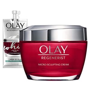 olay regenerist micro-sculpting cream, face moisturizer, 1.7 oz + whip face moisturizer travel/trial size bundle