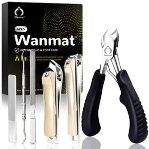 toenail clippers, upgraded toe nail clippers for men, professional nail clipper, toenail clippers for thick nails for seniors (silver)-wanmat