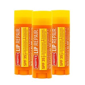 o’keeffe’s lip repair spf 35 lip balm stick, (pack of 3)