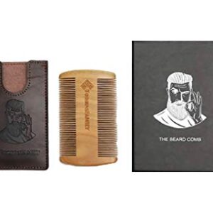 NEW! Wooden Beard Comb for Men - Sandalwood Comb With Leather Case And Gift Box