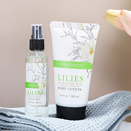 Gift Baskets for Women,Body&Earth Spa Basket Gifts for Women,Lily 10pc Spa Kit Gift Set with Bubble Bath,Shower Gel,Body Scrub,Body Lotion,Bath Salt,Birthday Gifts Set for Women,Mom,Mother's Day Gifts