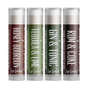 delight naturals mini bar lip balm set – honey bourbon, tequila & lime, gin & tonic, rum & coke