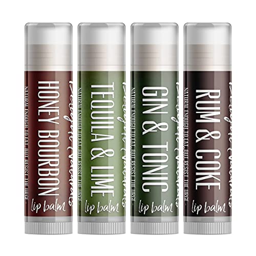 Delight Naturals Mini Bar Lip Balm Set - Honey Bourbon, Tequila & Lime, Gin & Tonic, Rum & Coke