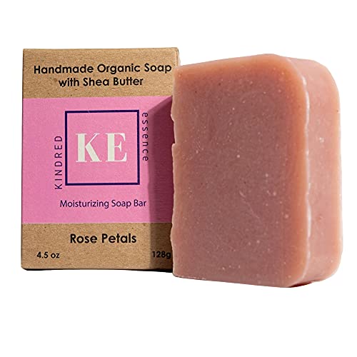 JenSan Home and Body Rose Petals Natural Organic Shea Butter Moisturizing Soap Bar - Handmade with Essential Oils