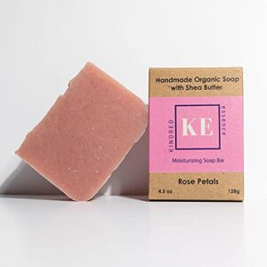 JenSan Home and Body Rose Petals Natural Organic Shea Butter Moisturizing Soap Bar - Handmade with Essential Oils