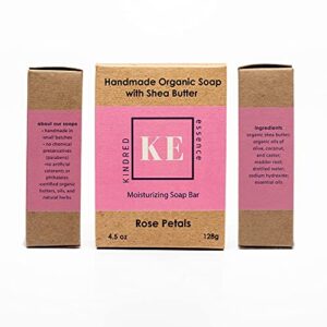 JenSan Home and Body Rose Petals Natural Organic Shea Butter Moisturizing Soap Bar - Handmade with Essential Oils