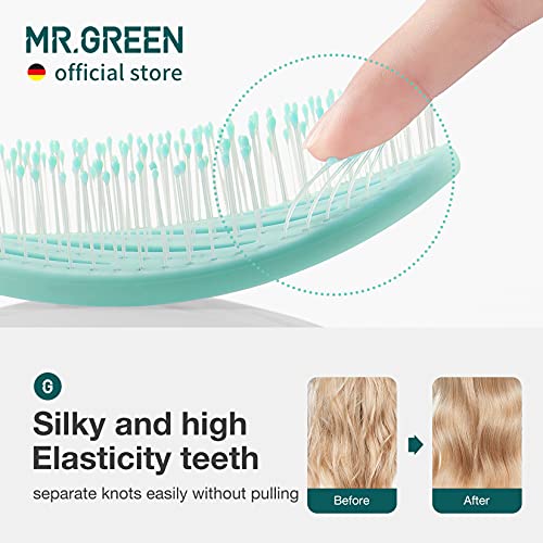 MR.GREEN Hollow Out Hair Brush Scalp Massage Combs Hair Styling Detangler Fast Blow Drying Detangling Tool For Wet Dry Curly Hair (Green)