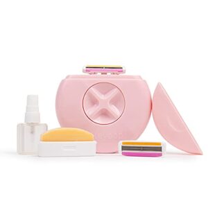 alleyoop portable travel razors for women – perfect for touch ups on-the-go – includes refillable blades, moisturizing bar & water spray bottle – safe for all/sensitive skin types (dusty pink)