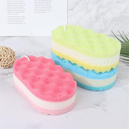 INGVY Dry Brushing Body Brush Three Layer Wave Bath Sponge Body Brush Skin Cleansing Massage Cleaning Shower Brush Adult Foam Scrub Towel Rope Holder (Color : Red)