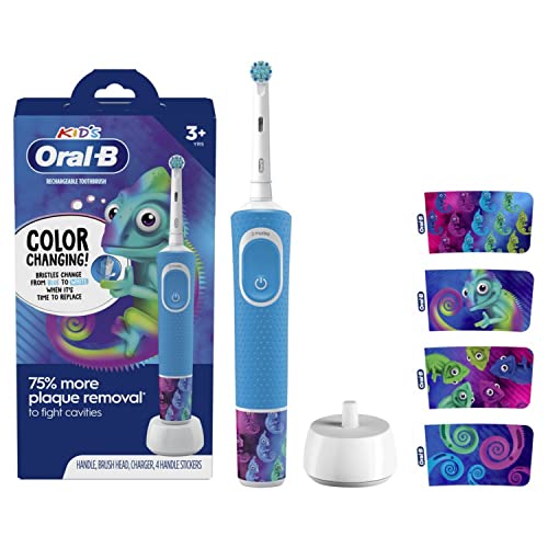 Oral-B Kid's Electric Rechargeable Toothbrush with Charger, Featuring Extra Soft Color Changing Bristles, for Ages 3