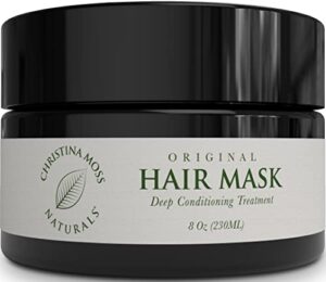 hair mask – deep hair conditioner repair treatment for dry damaged hair – made with organic aloe, essential oils & other hair nourishing ingredients – salon quality- sulfate free – no harmful chemicals – for women & men – 8oz -christina moss naturals