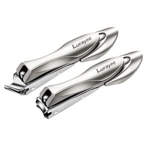 nail clipper set, professional nail clippers for fingernails and toenails, 2pcs stainless steel splash proof nail trimmer nail cutter ingrown toenail thick nails tool clipper set