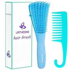 detangling hair brush, detangling brush for adults and kids, comb set for kinky curly coily and wavy hair, for wet and dry hair, afro american type 3a-4c, comfortable grip, easy to clean(blue)