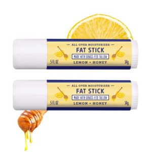 fatco fat stick and all purpose moisturizing stick for dry areas on your face, lips, and body – lemon + honey 2-pack (0.5 oz)