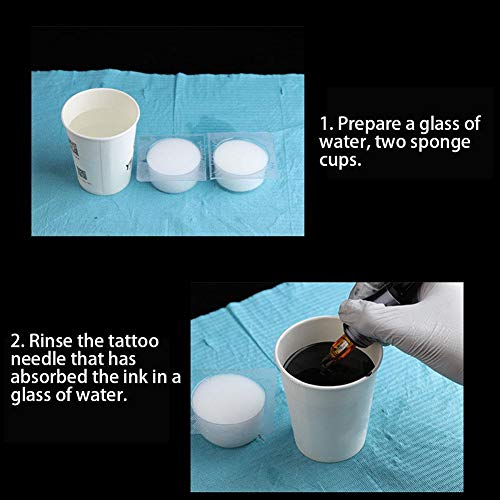 koulate Tattoo Dip Cup Cap, Tattoo Pin and Tip Enjuague Dip Clean Cartucho Profesional Dip Foam Cleaning Cup Tattoo Clean Supplies para accesorios de tatuaje