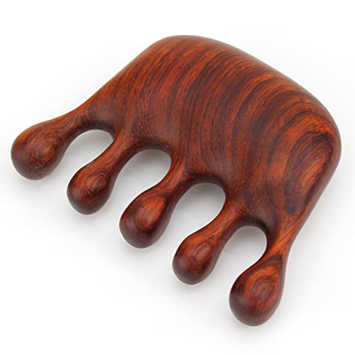 gowwim Wooden massage Comb,Handmade 100% Natural Green Sandalwood Wide Tooth Combs,Static-free, Scalp Head Massage Comb,Detangling Comb for Unisex. (Small Octopus)