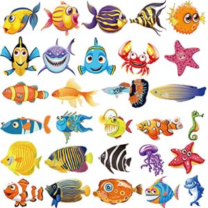 ooopsiun ocean animals temporary tattoos for kids – 12 sheets ocean fish birthday party decorations supplies favors for boys girls