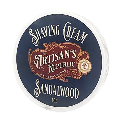 The Artisan's Republic - Hand Made Sandalwood Shaving Cream for Men | Beard Care | Anti Razor Burn and Irritation | Shaving Gift | Coconut and Apricot Oil (Sandalwood)