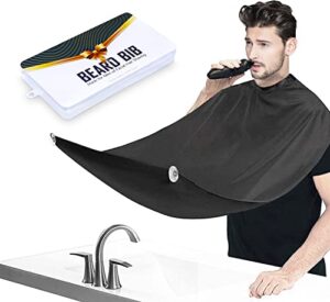 beard bib beard apron, beard hair catcher for men shaving & trimming non-stick waterproof beard cape grooming cloth with 3 suction cups & a box birthday gifts for men him boyfriend