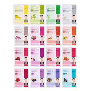 dermal korea collagen essence full face facial mask sheet 16 combo pack b – nature made freshly korean face mask, the ultimate supreme collection for every skin condition day to day skin concerns