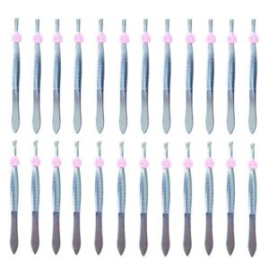 pack of 24 oblique eyebrow tweezers and flat stainless steel tweezers precision clipper for eyebrow shaping and facial hair removal