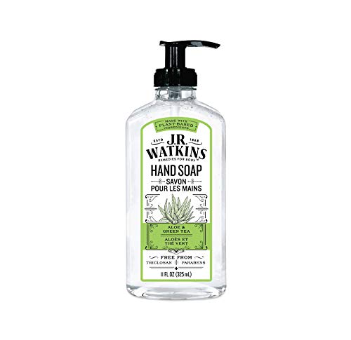 J.R. Watkins Gel Hand Soap, Scented Liquid Hand Wash for Bathroom or?Kitchen, USA Made and Cruelty Free, 11 fl oz, Aloe & Green Tea