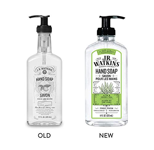 J.R. Watkins Gel Hand Soap, Scented Liquid Hand Wash for Bathroom or?Kitchen, USA Made and Cruelty Free, 11 fl oz, Aloe & Green Tea