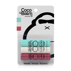 sun bum cocobalm lip balm variety pack | hydrating with aloe | hypoallergenic, paraben free, silicone free | 0.15oz stick | 3 flavor variety pack