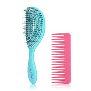 candybrush wet brush detangling hair brush large maze style detangler hair brush ultra-soft bristles vented design for curly straight women men kids toddlers wet and dry hair blue