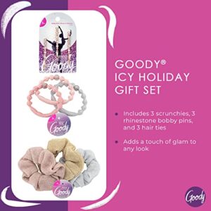 Goody Icy Holiday Scrunchies 3 count with 3 count Bobby Pins and Assorted Forever Elastics 3 count