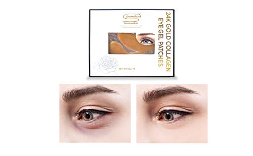 Under Eye pads - Undereye Gel Patches for Puffiness - Eye Mask for Dark Circles - Hyaluronic Acid Eye Mask- Collagen Eye Pads,24k Gold Anti Wrinkle Treatment, Hydrogel Gold Eye Patches15 Pairs