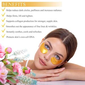 Under Eye pads - Undereye Gel Patches for Puffiness - Eye Mask for Dark Circles - Hyaluronic Acid Eye Mask- Collagen Eye Pads,24k Gold Anti Wrinkle Treatment, Hydrogel Gold Eye Patches15 Pairs