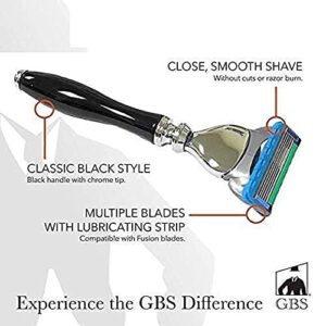 G.B.S Men's 5 Blade Razor - Men's Shaving Razor W/Cone Razor Stand. Sleek Handle Compatible With 5 Blades Razor Blades Compatible- Provides Clean And Close Shave. Heavy Duty Cone Stand Polished Steel.