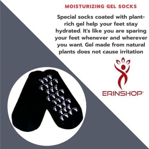 ERINSHOP Moisturizing Socks, Gel Socks, Silicone Socks, Foot Care for Dry Feet Treatment, Overnight Lotion Socks for Women and Men, Dry Cracked Feet and Heel, Rough Calluses, with Essential Oils