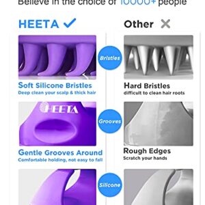 HEETA Shampoo Brush, 2-Pack Upgraded Wet and Dry Hair Scalp Massager Brush with Soft Silicone Hair Brush for Women, Men, Pets(Black & Purple)