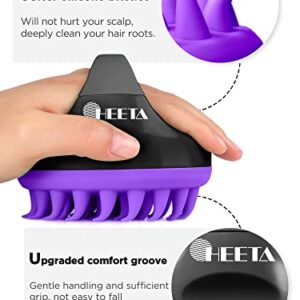 HEETA Shampoo Brush, 2-Pack Upgraded Wet and Dry Hair Scalp Massager Brush with Soft Silicone Hair Brush for Women, Men, Pets(Black & Purple)