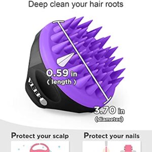 HEETA Shampoo Brush, 2-Pack Upgraded Wet and Dry Hair Scalp Massager Brush with Soft Silicone Hair Brush for Women, Men, Pets(Black & Purple)