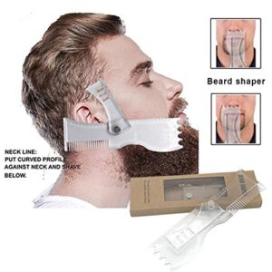 Beard All-In-1 Men Comb Beard Template Shape Adjustable Styling Stencil Rotating Beauty Tools Wet Dry Hair Brush Kids (Transparent, One Size)