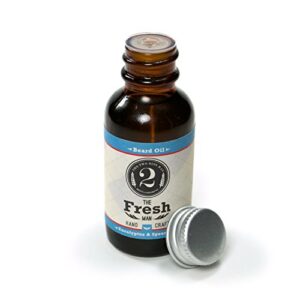 The Fresh Man Beard Oil and Beard Balm - Spearmint & Eucalyptus - Essential Oil Scented Beard Conditioner and Beard Balm Bundle by The 2 Bits Man